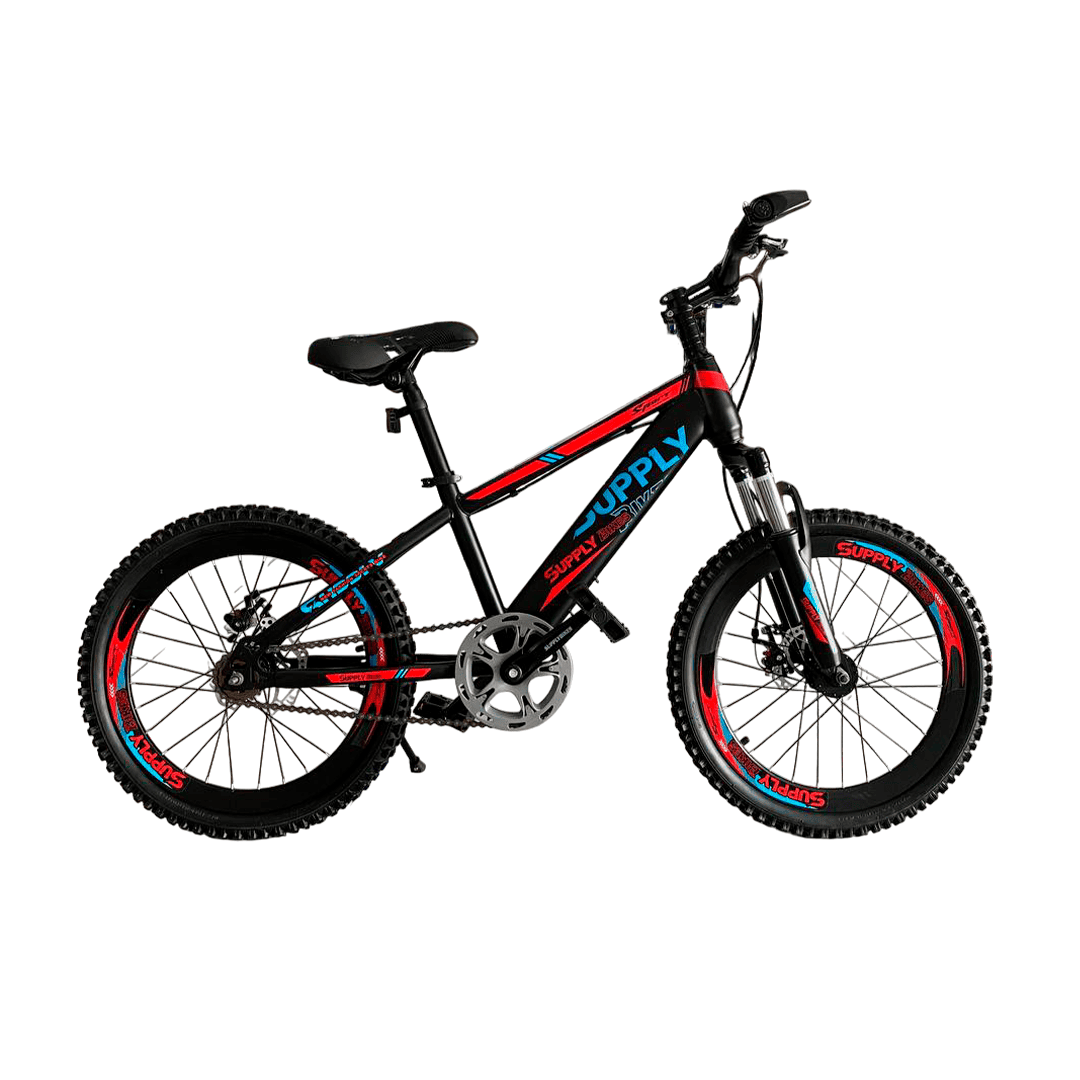 BICICLETA RIN 20 NEGRO BMX SUPPLY FRENO DE DISCO HORQUILL DE SUSPENSION