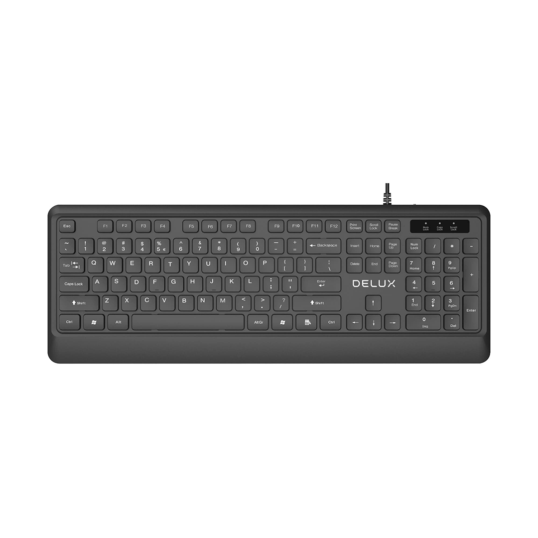 TECLADO DELUX K7009 WIRED OFFICE KEYBOARD USB BLACK